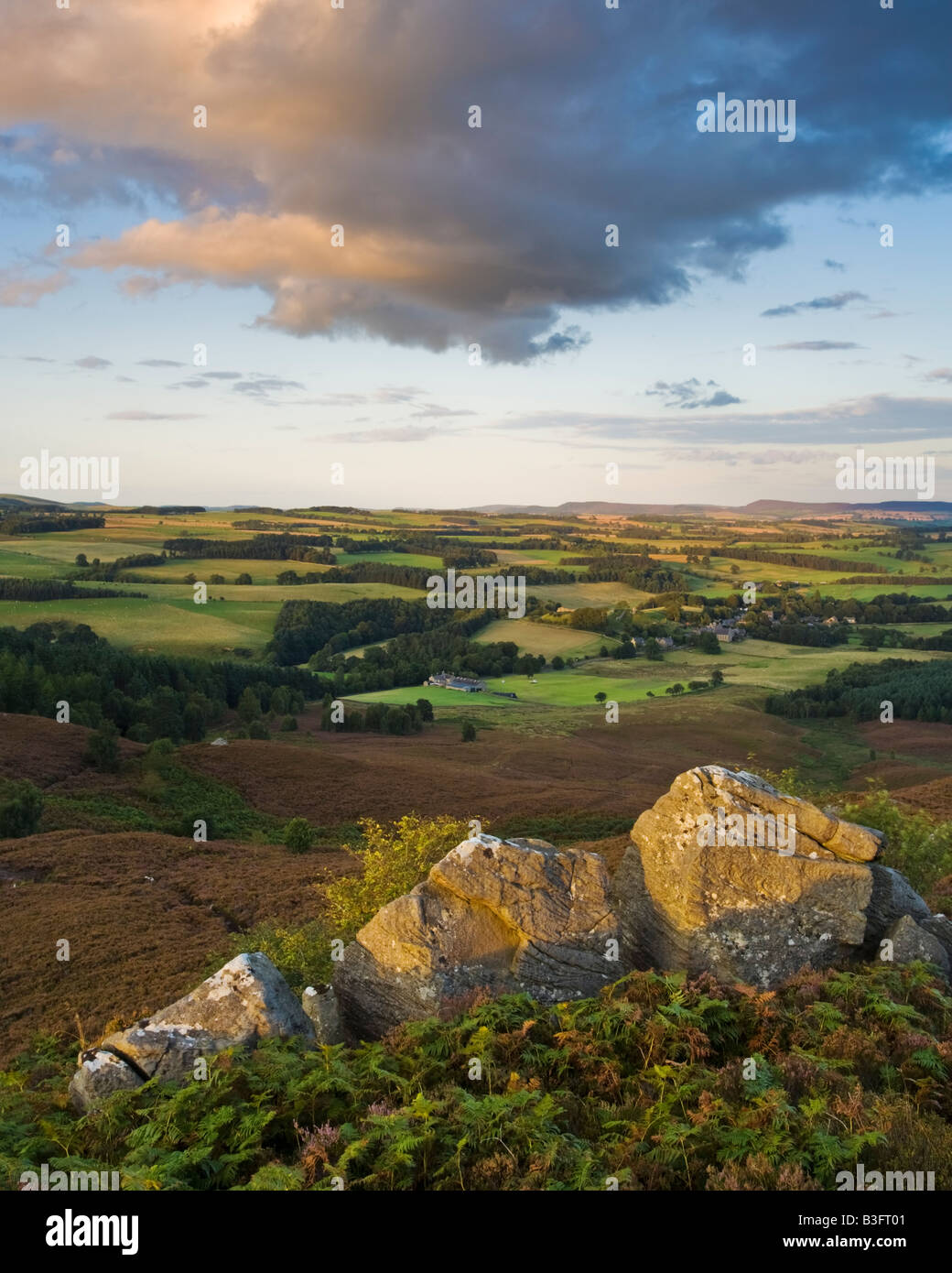 Looking toward the village of Harbottle from the Drake stone on ...