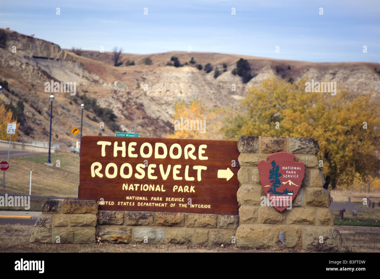 Sign at Theodore Roosevelt National Park South Unit Medora North Dakota ...