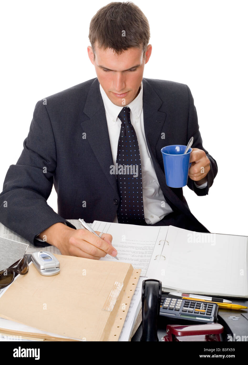 manager drinking tea Stock Photo - Alamy