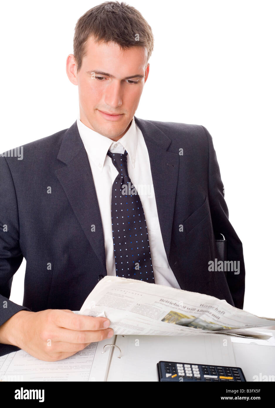 manager reading news Stock Photo - Alamy