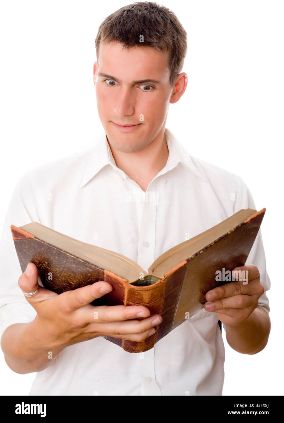 man with old book Stock Photo - Alamy
