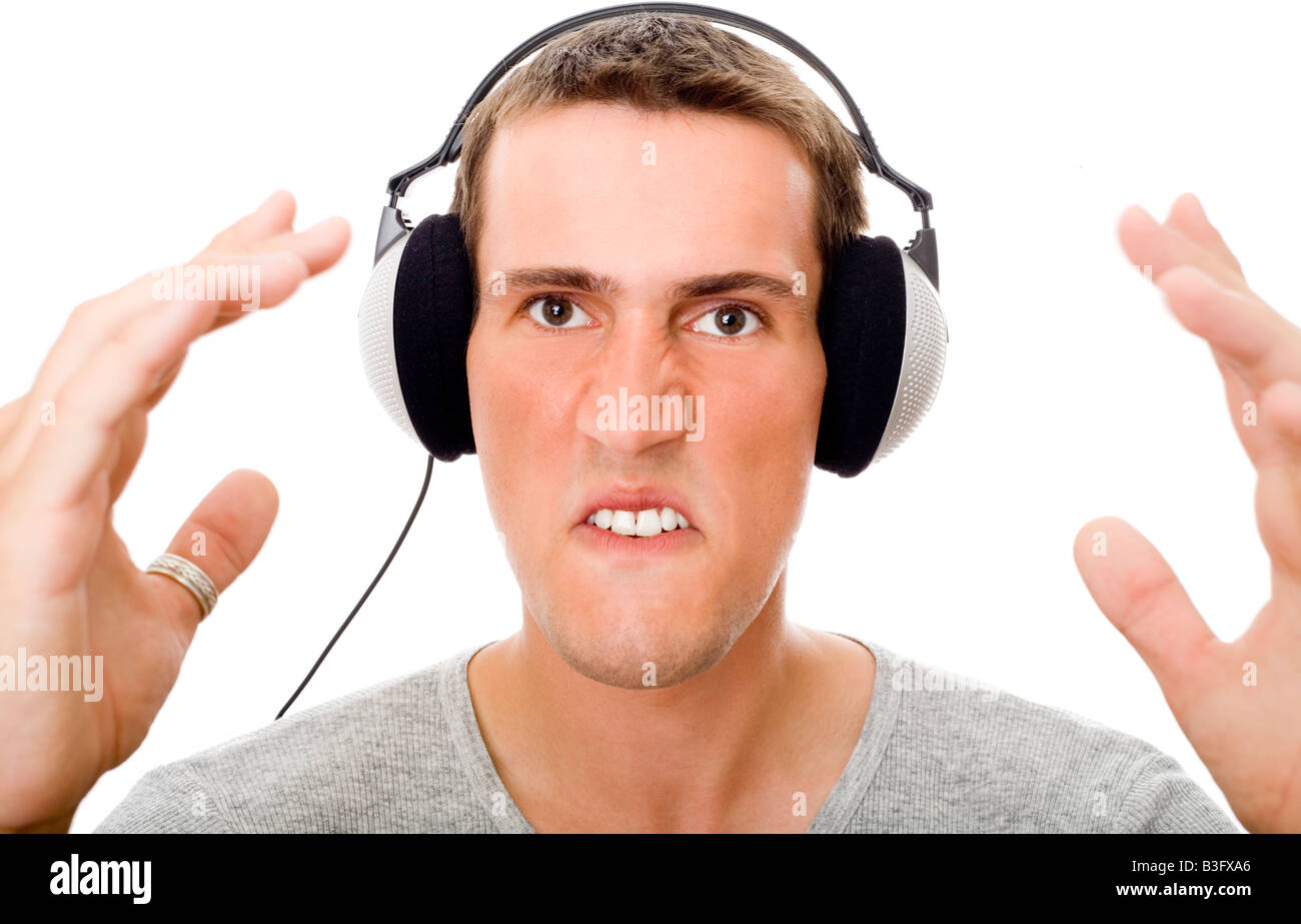 man with headphones Stock Photo - Alamy