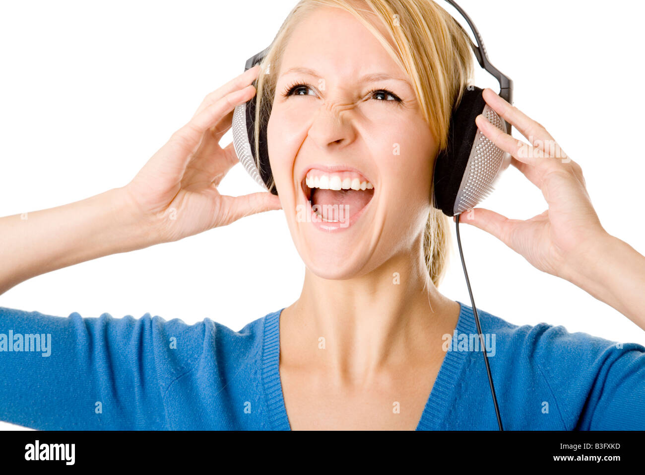 girl with headphones Stock Photo - Alamy