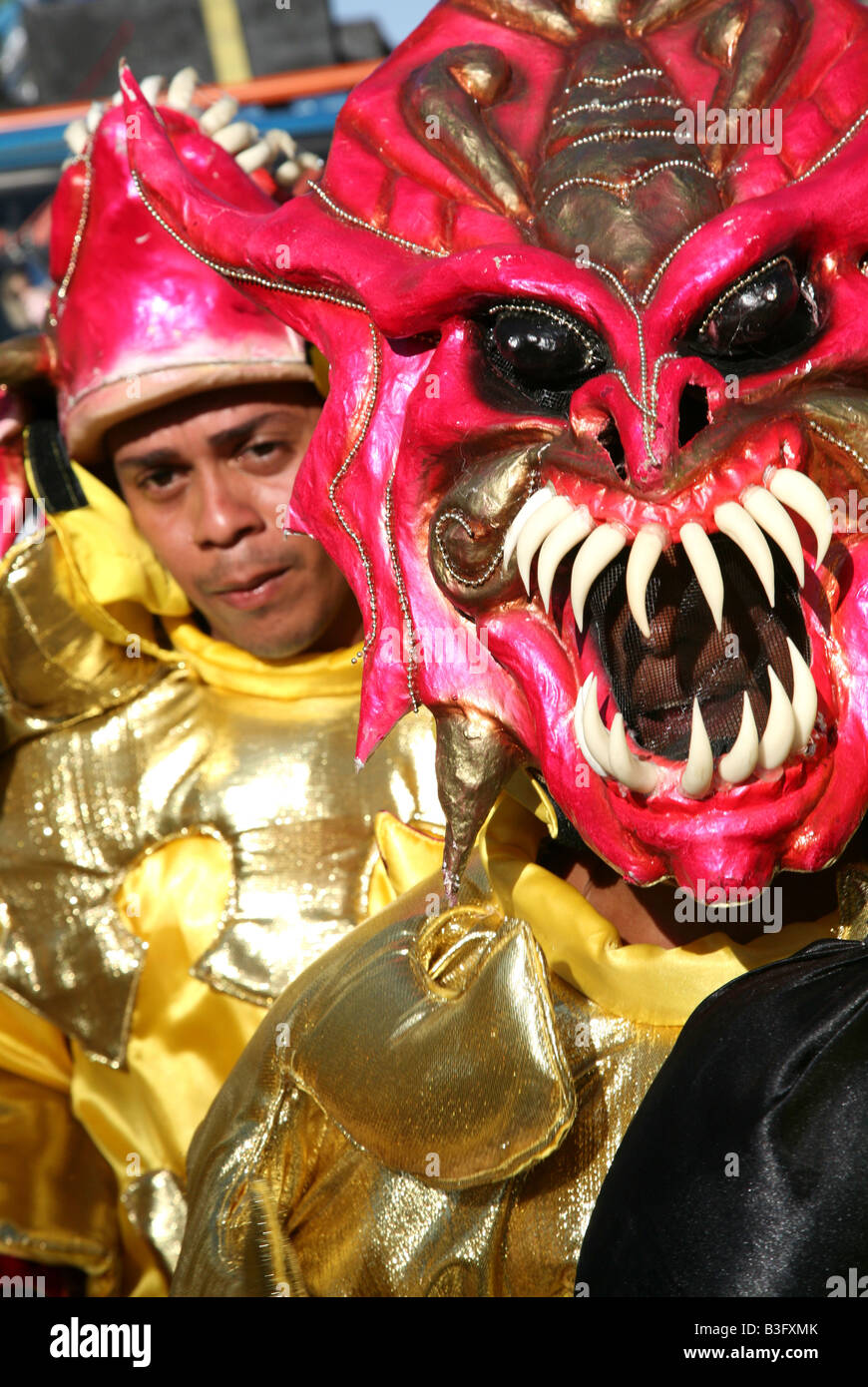 Carnival participant dressed up as Diablo Cojuelo performing during ...