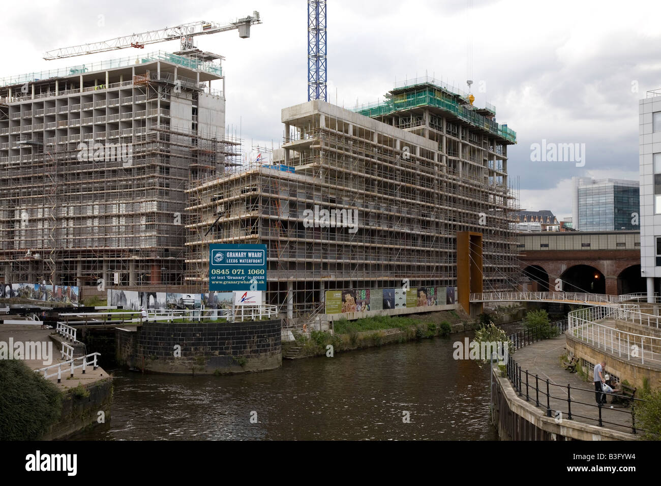 Construction on the Canal basin area of Leeds West Yorkshire UK Aug ...