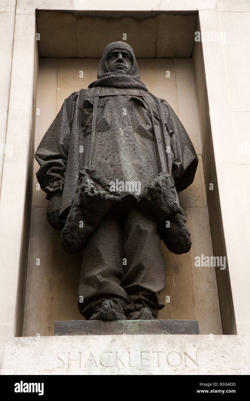 The statue of the explorer Ernest Henry Shackleton in London, England ...