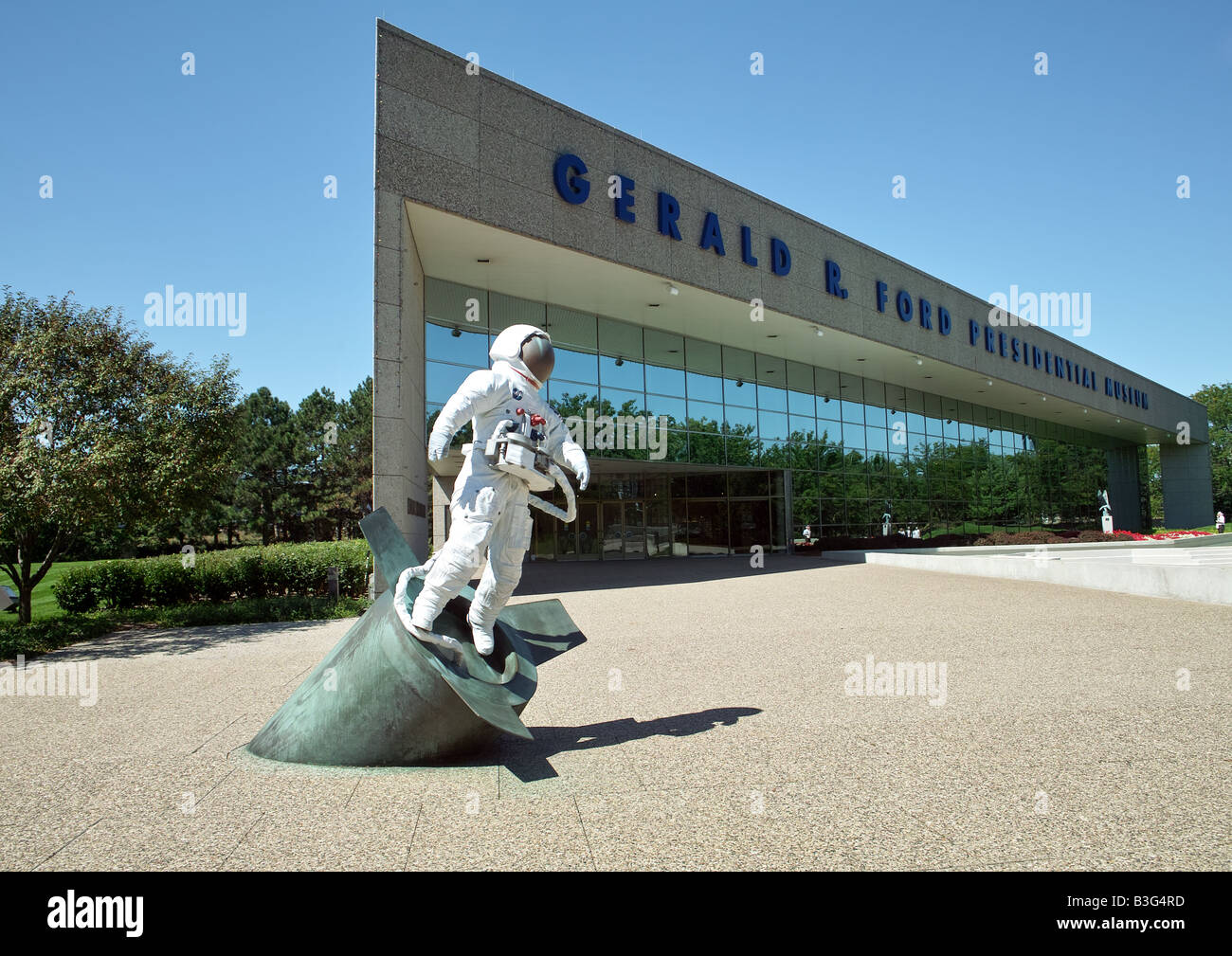 The front of entrance of the Gerald R Ford Presidential Museum Stock ...