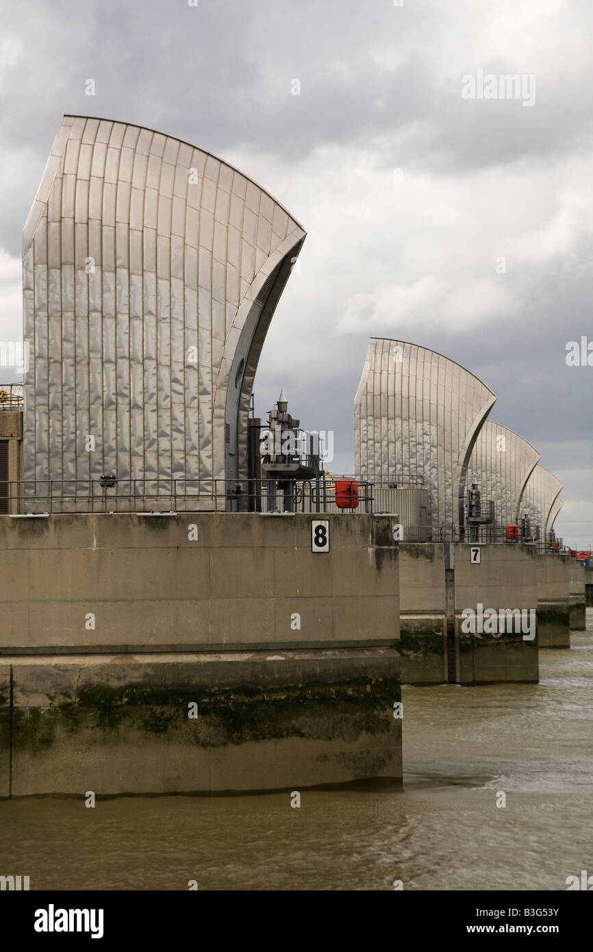 The Thames Barrier in London, England. The barrier protects the British ...