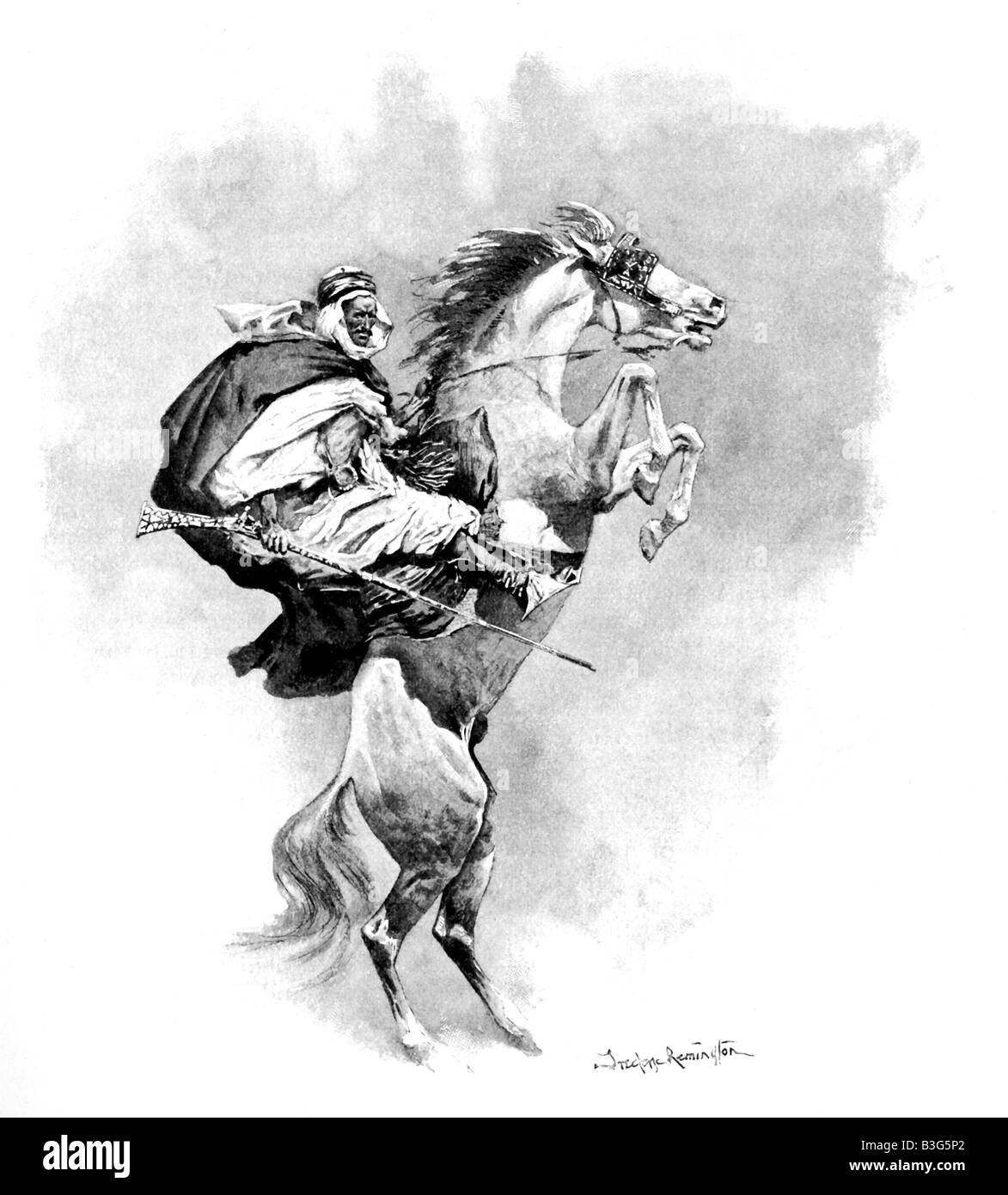 Horse Rearing With Rider Drawing