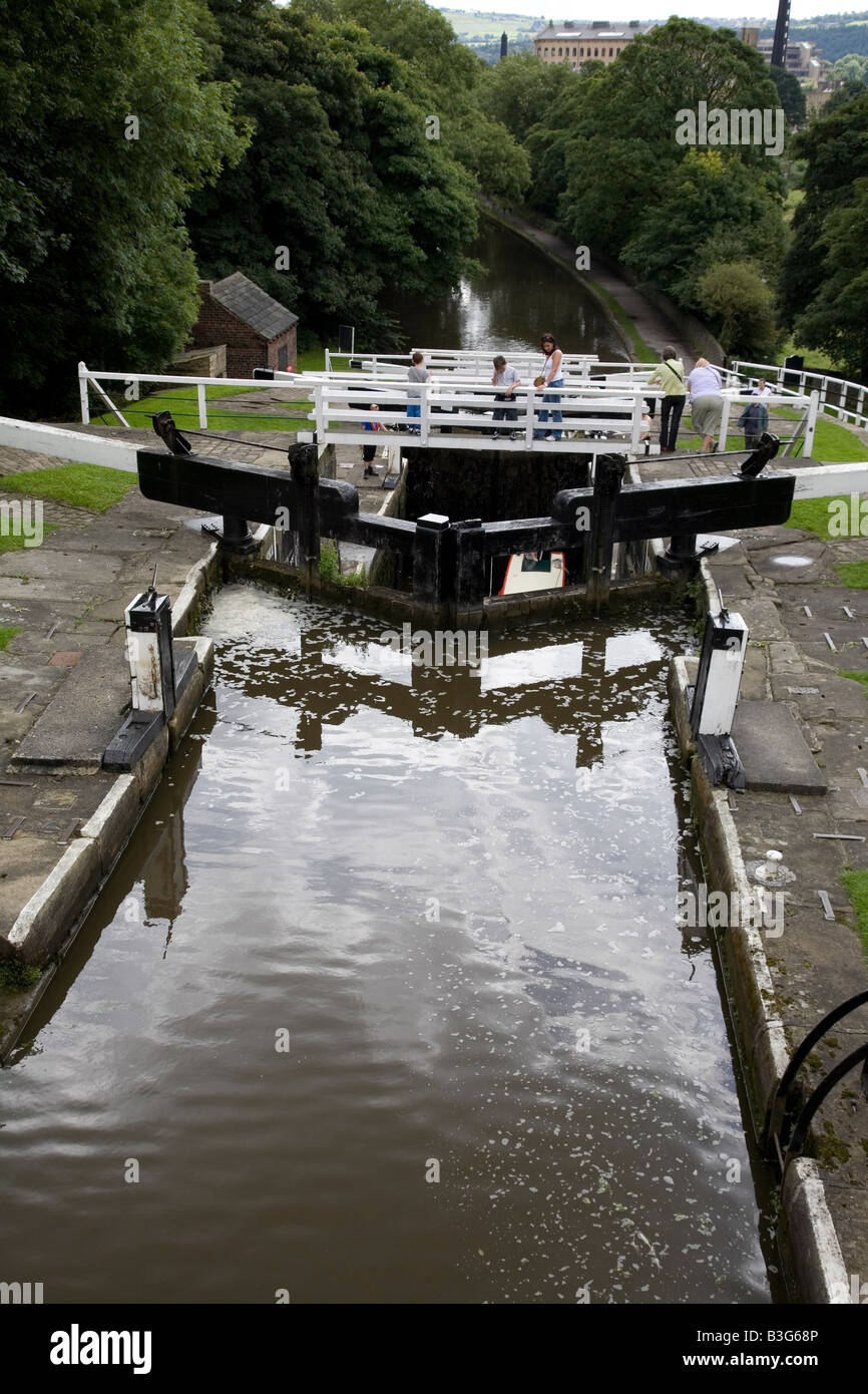 The five and three rise locks at Bingley West Yorkshire UK Aug 2008 ...