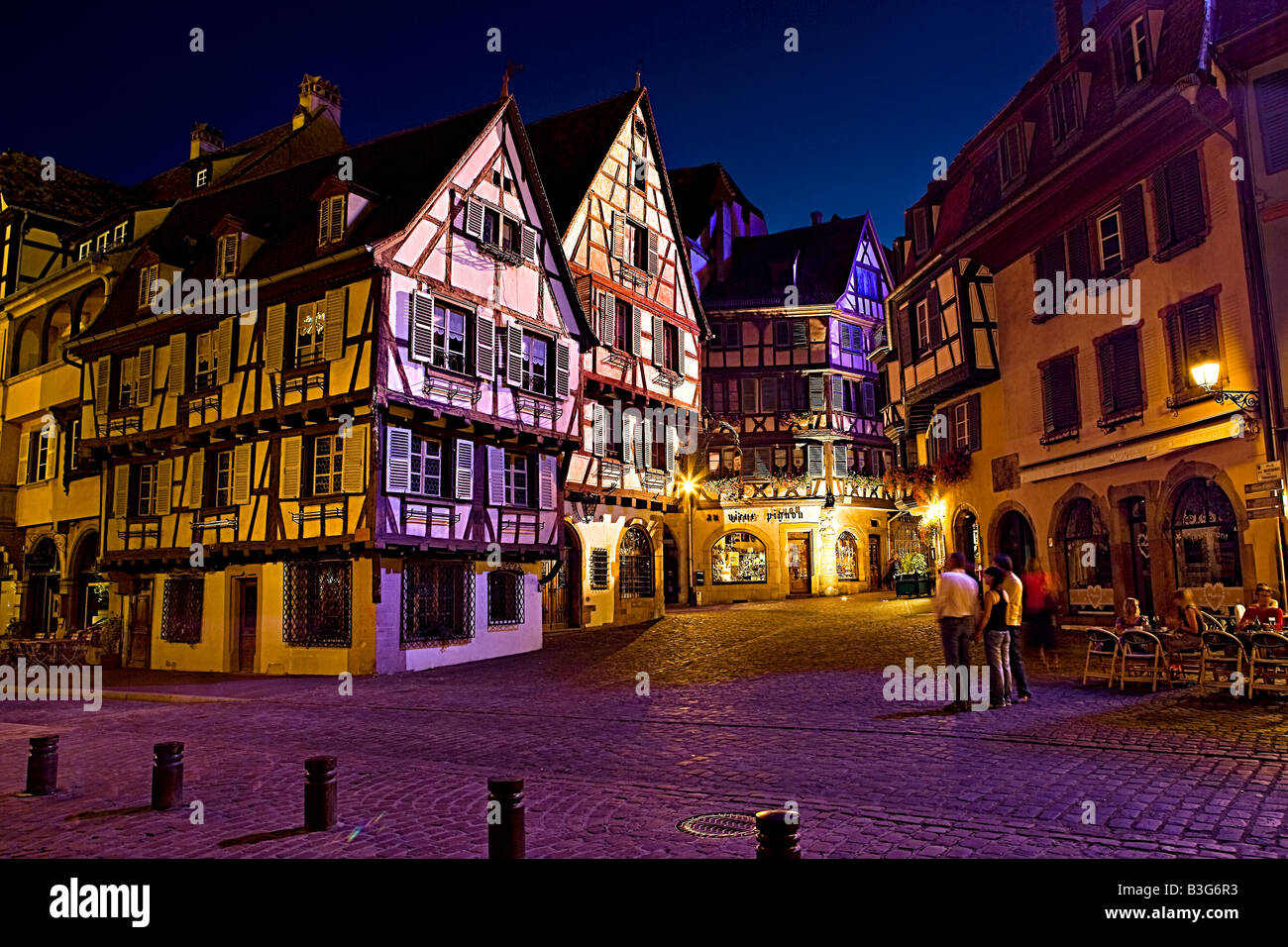Street of Colmar, France at night Stock Photo - Alamy
