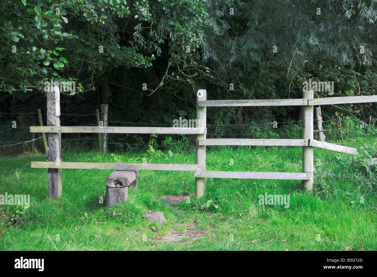 A Stile on a Public Footpath by the side of a Meadow at Surlingham ...