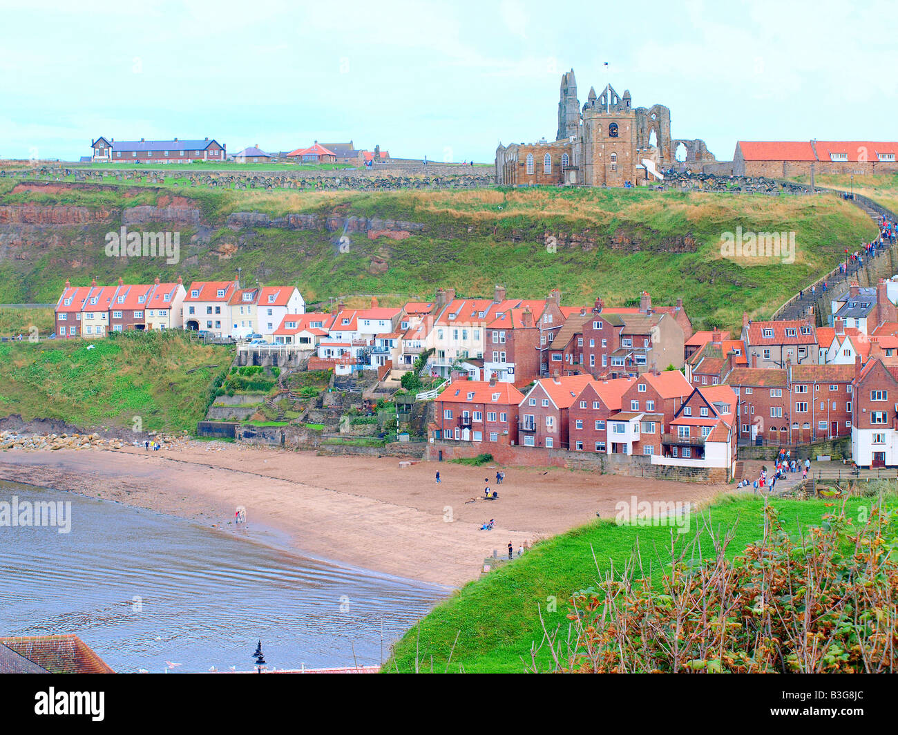 The old town,church,abbey and beach at Whitby,North Yorkshire,England ...