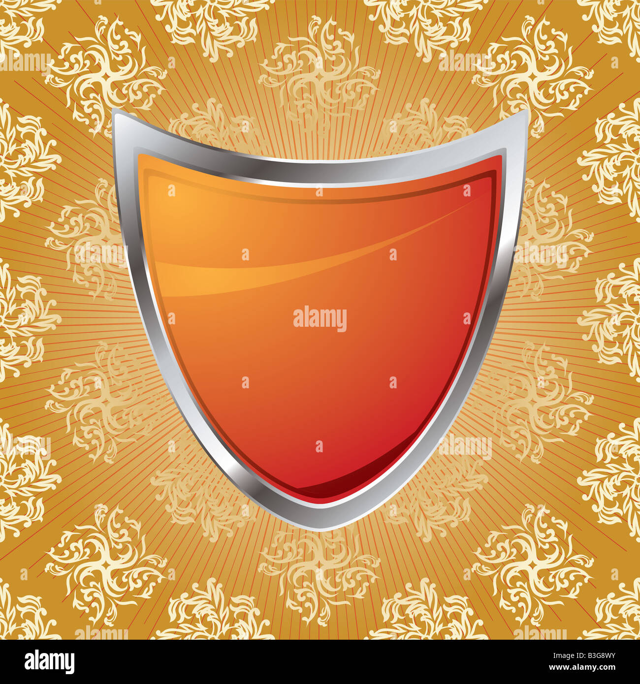 Modern twist on an old fashioned shield design in burnt orange Stock ...