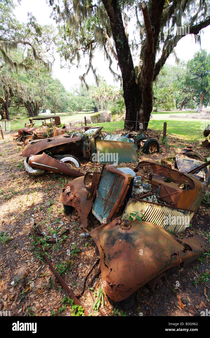 The rusted old cars of the Carnegie family on Cumberland Island Georgia ...