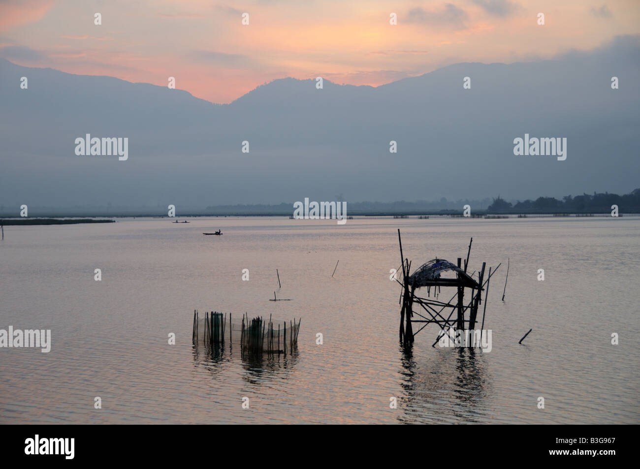 Dawn over Lak Lake Vietnam Stock Photo - Alamy