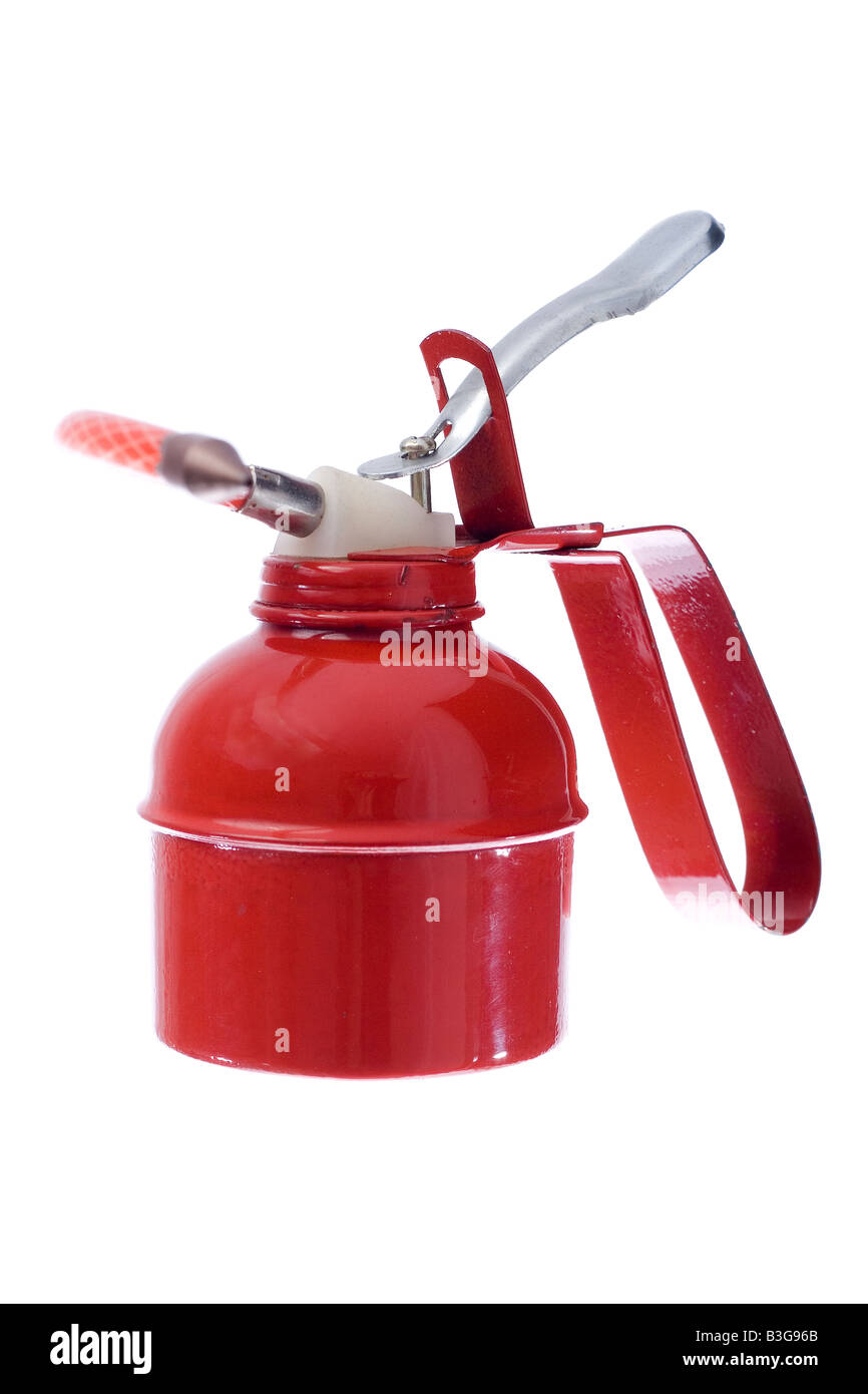 Oil can isolated on white background Stock Photo - Alamy
