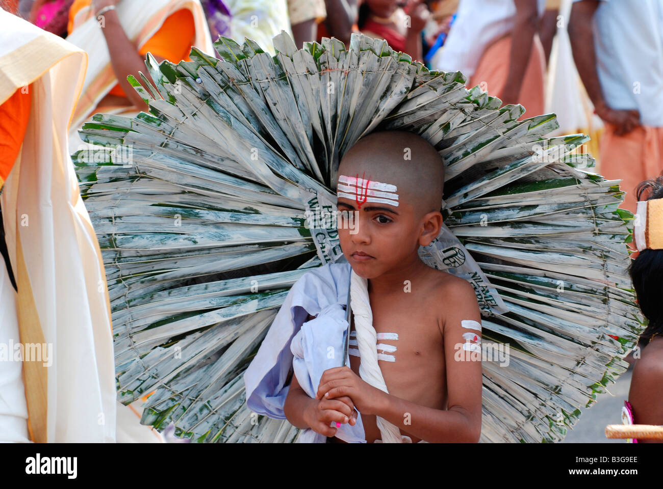 A boy posing as a brahmin of olden times in Trivandrum.Kerala,India ...