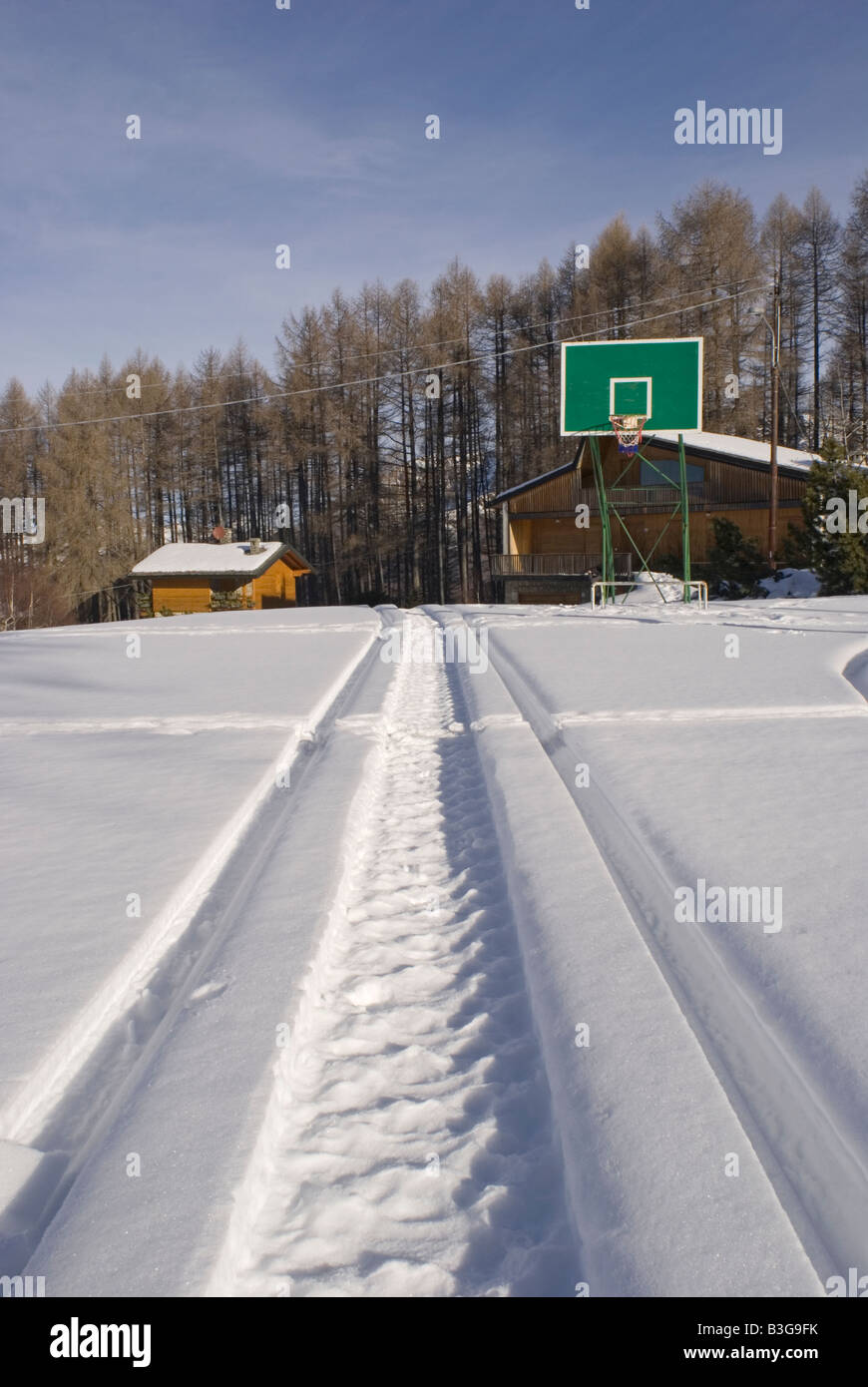 snowmobile trails on snow Stock Photo - Alamy