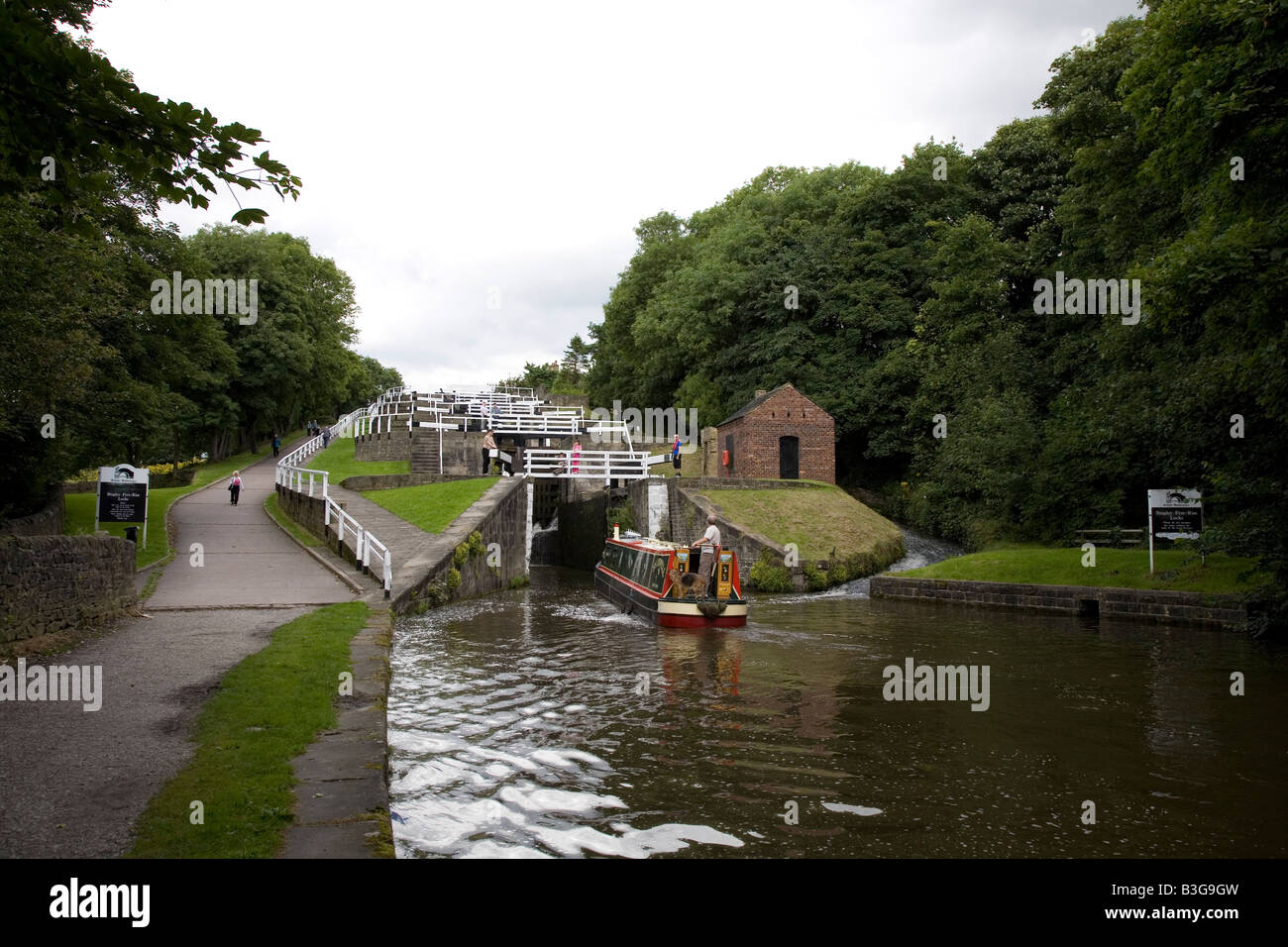 The five and three rise locks at Bingley West Yorkshire UK Aug 2008 ...
