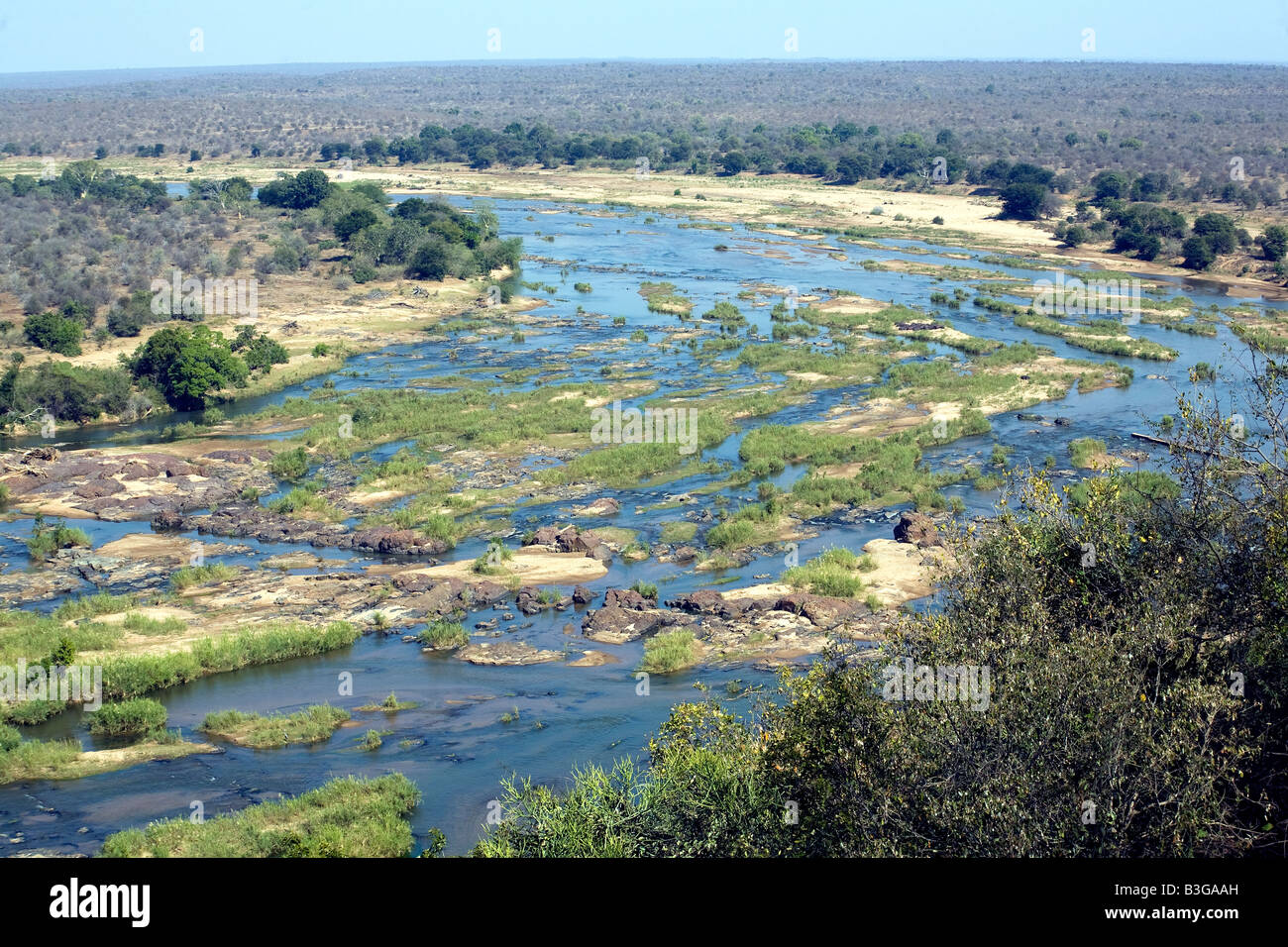 Bushveldt with Olifants River from Olifants Camp in Kruger National ...