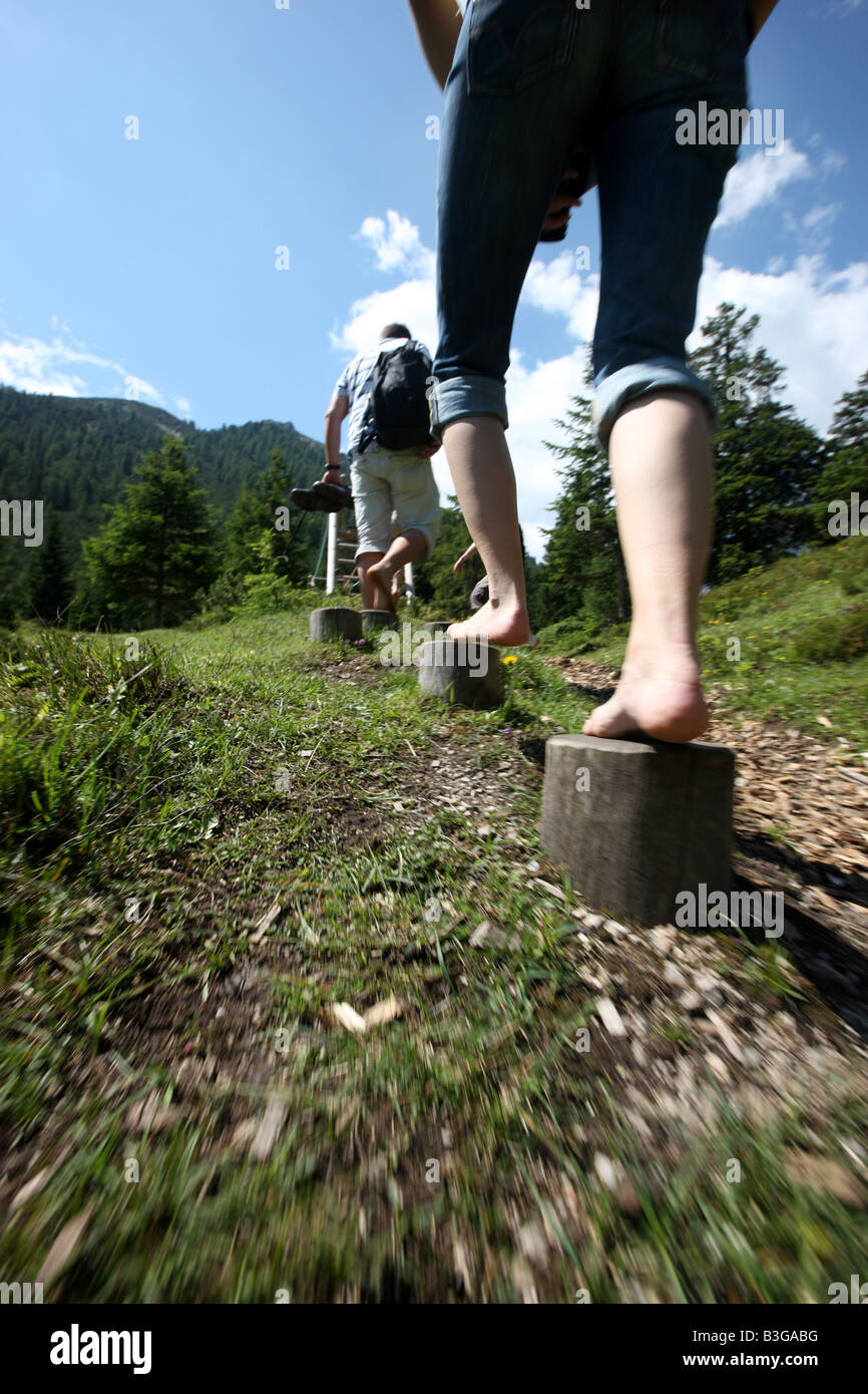 AUT, Austria, Tyrol: Stubaital, Stubai Valley. Barefoot hiking path at ...