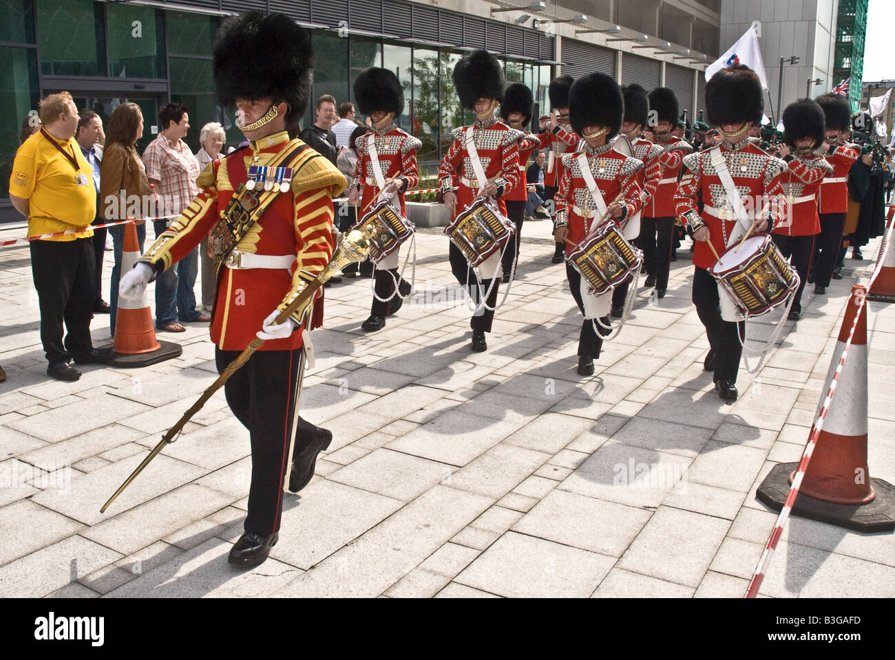 Marching guards band led by drummers Stock Photo - Alamy