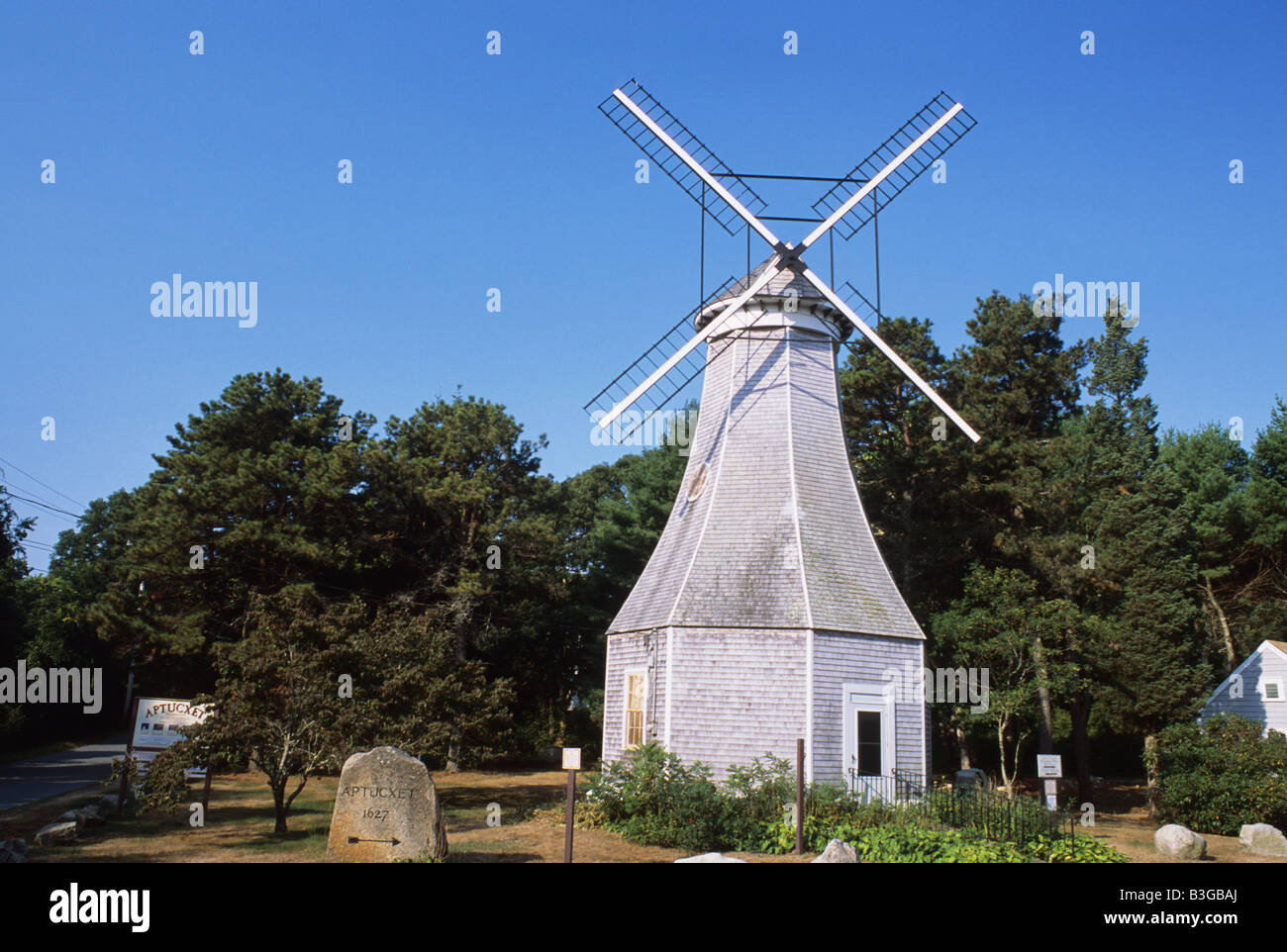 Windmill at Aptuxet Trading Post in Bourne, MA Cape Cod Stock Photo - Alamy