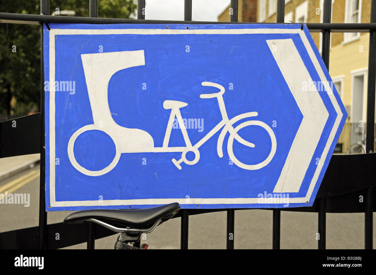 Pedicab direction sign Hackney London England UK Stock Photo - Alamy