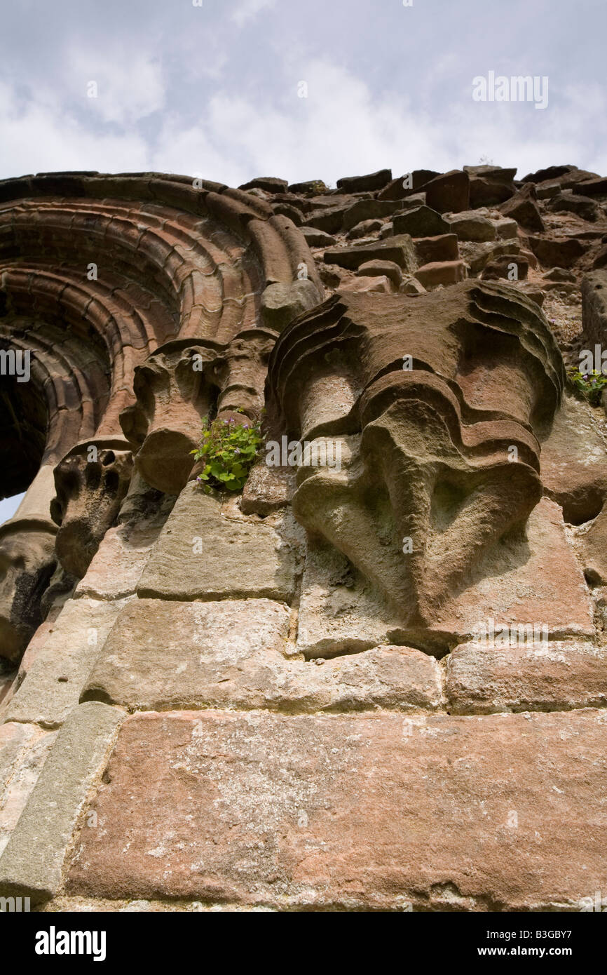 Stonework detail of Croxden Abbey ruin in Staffordshire Stock Photo - Alamy