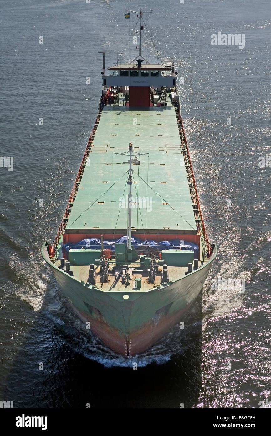 Aerial view of incoming cargo ship Gothenburg estuary Sweden 2008 Stock ...