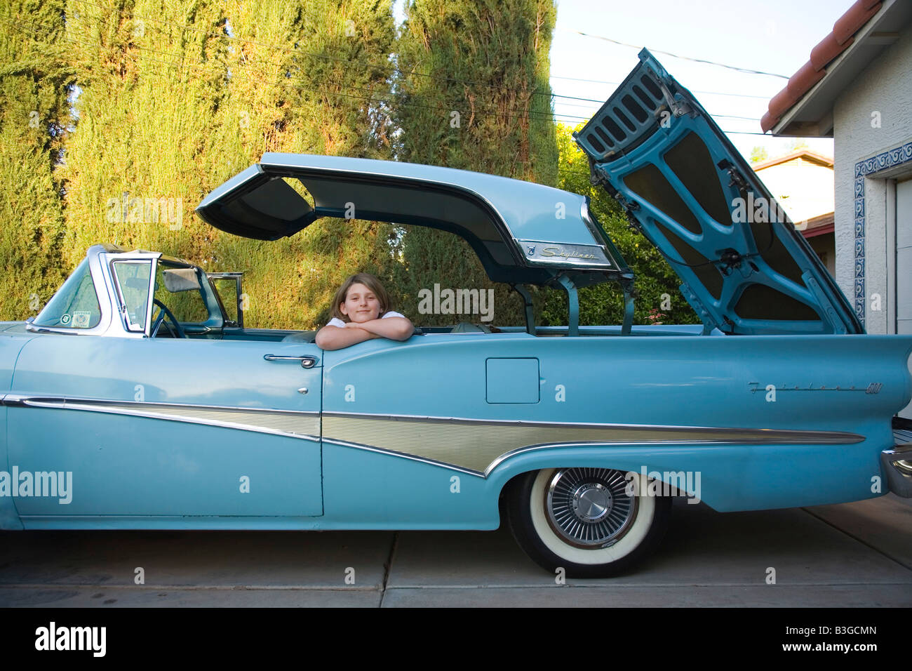 Portrait of Girl in Convertible Car Stock Photo - Alamy