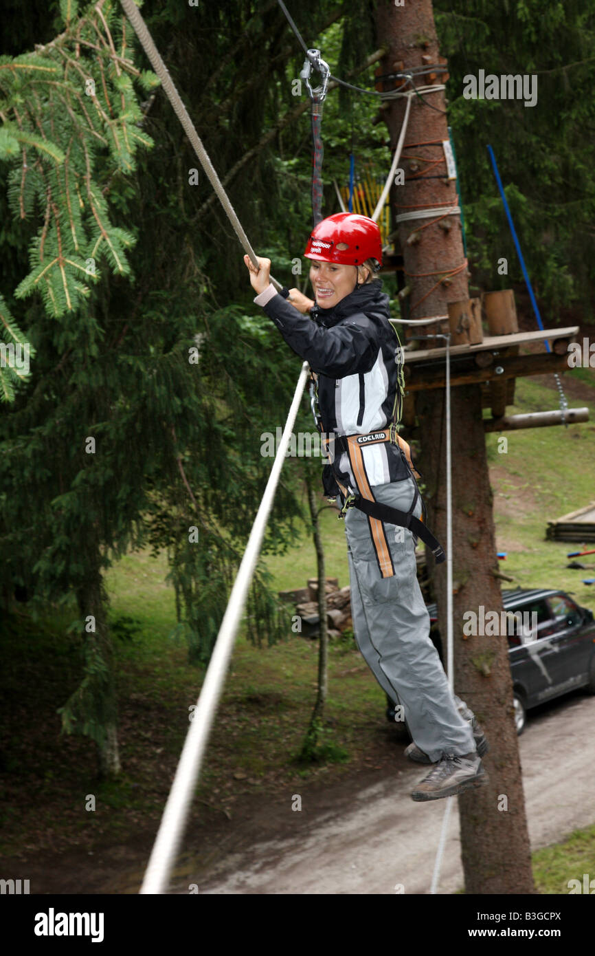AUT Austria Tyrol Stubaital Stubai Valley, high ropes course Stock ...