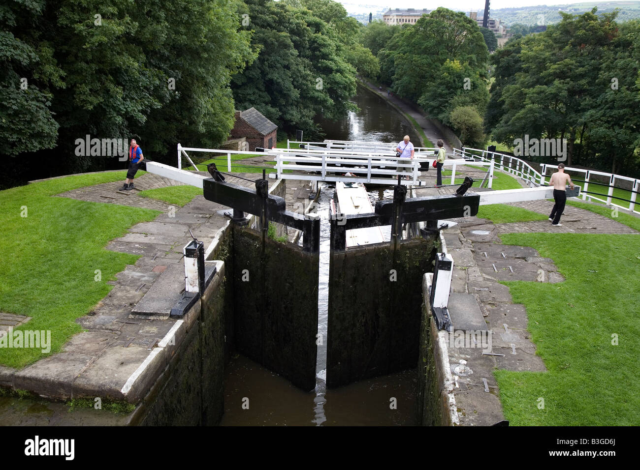 The five and three rise locks at Bingley West Yorkshire UK Aug 2008 ...