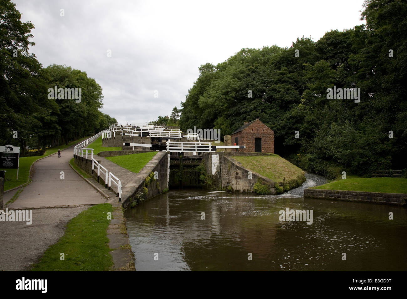 The five and three rise locks at Bingley West Yorkshire UK Aug 2008 ...