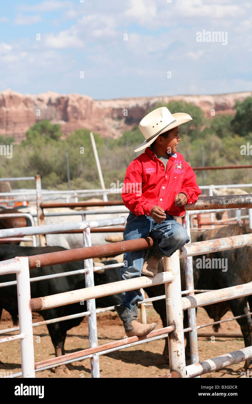 A boy watching rodeo. Utah Navajo Fair and Rodeo. Blanding, Utah Stock ...