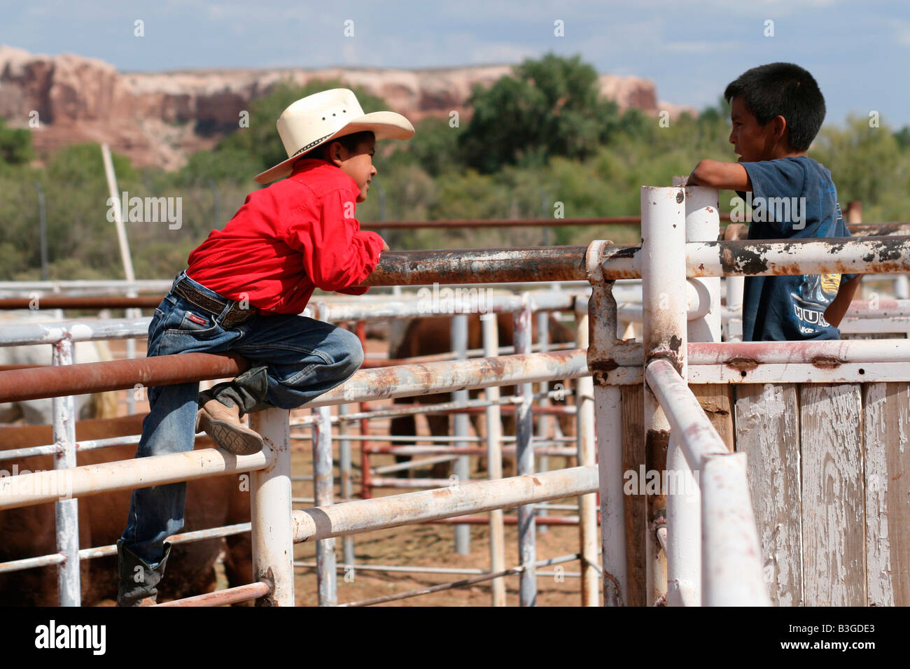 Boys talking about rodeo. Blanding, Utah. Navajo Fair and Rodeo Stock ...