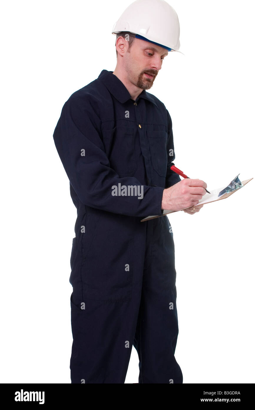 inspector at work isolated on white background Stock Photo - Alamy