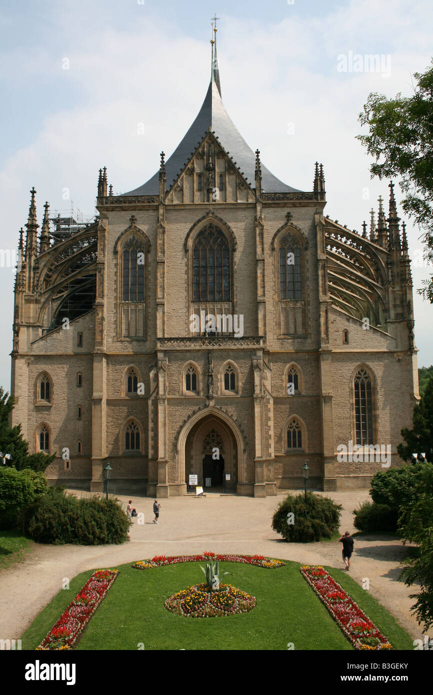 front facade of St Barbara cathedral Kutna Hora Czech Republic June ...