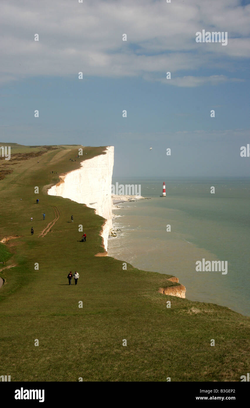 White Cliffs and Lighthouse at Beachy Head in Sussex Stock Photo - Alamy