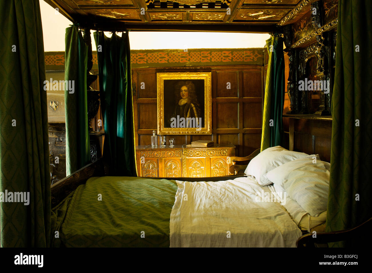 Bedroom in Shibden Hall, near Halifax, West Yorkshire, England UK Stock ...