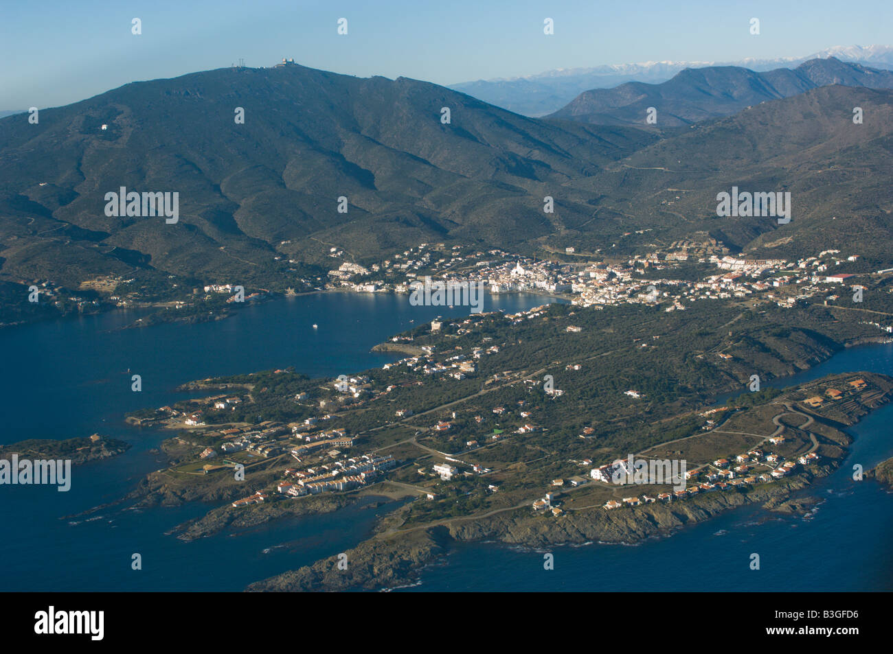 Aerial view of Cadaques, the well known fishermen village where ...