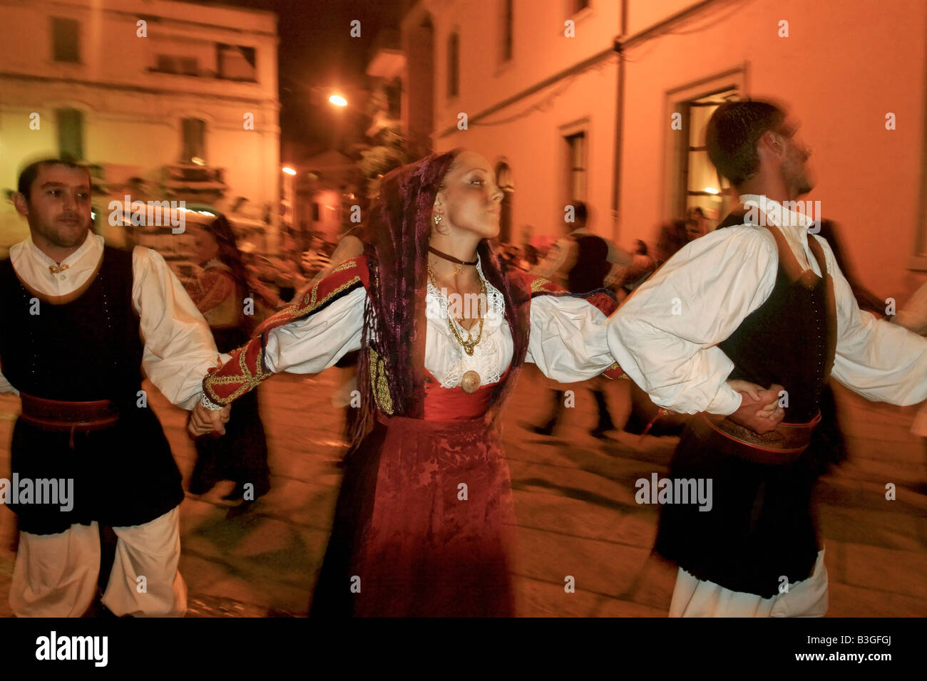 Italy Sardinia Olbia dance performance with traditional costumes Stock ...
