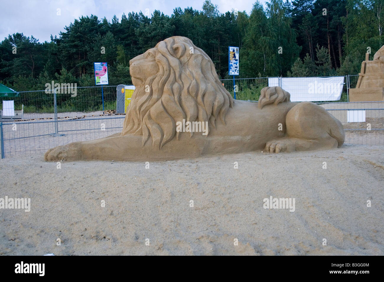 The sand sculpture of Lion of Gdansk Stock Photo - Alamy