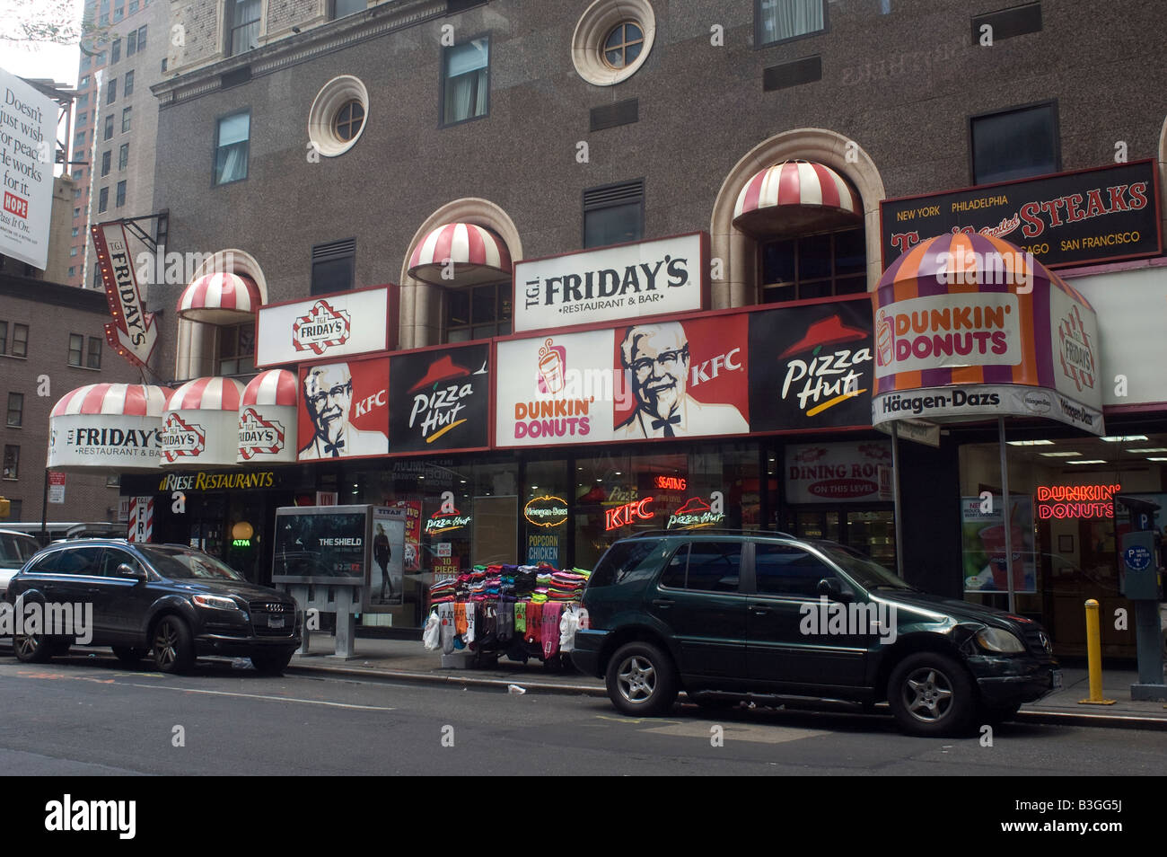 Signs for an assortment of franchises controlled by Riese Restaurants ...