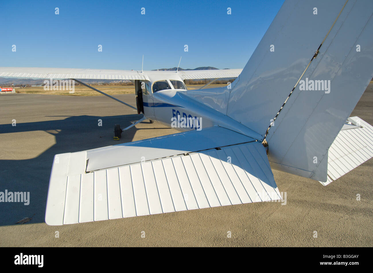 Rear view of a small recreational airplane, Spain Stock Photo - Alamy