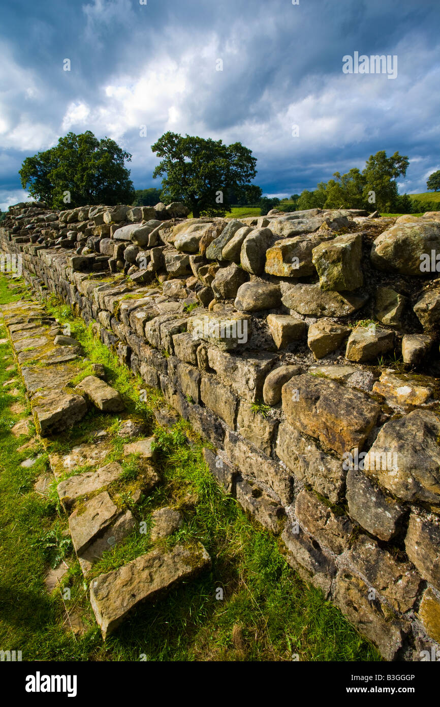 England, Cumbria, Gilsland. Hadrians Wall path running alongside ...