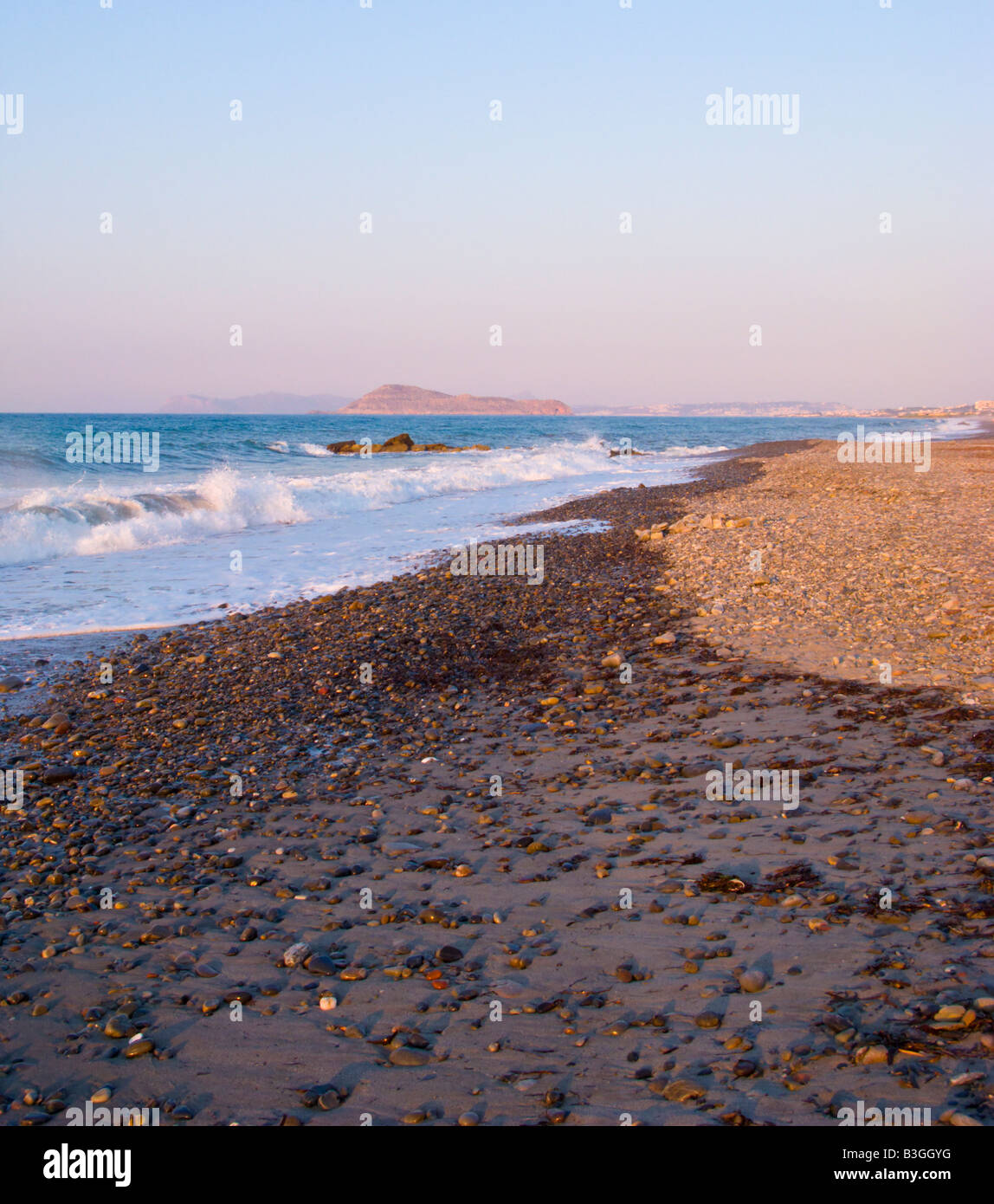 Maleme Beach sunset Crete Greece Stock Photo - Alamy