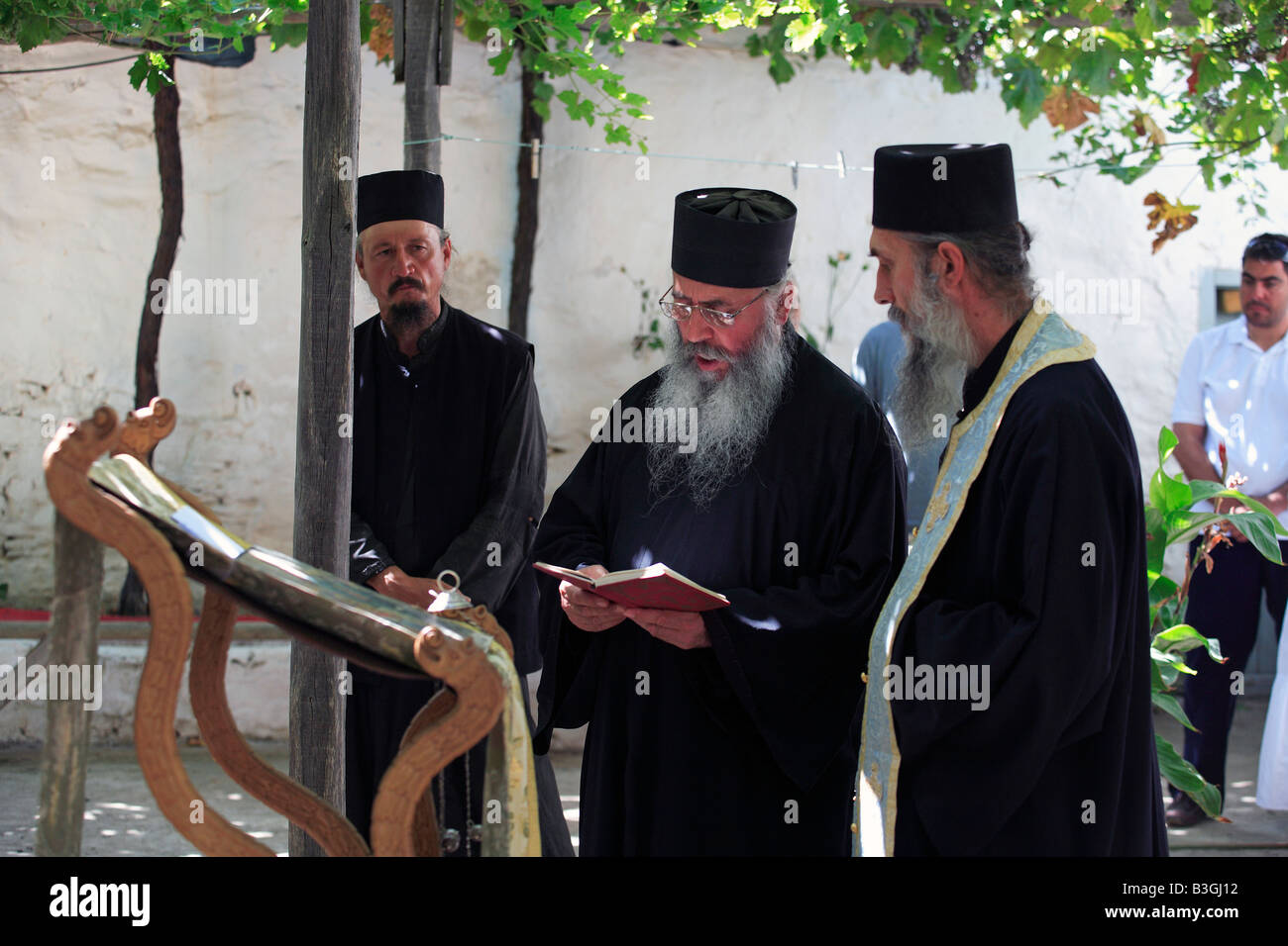 GREECE SPORADES KYRA PANAGIA GREEK ORTHODOX PRIESTS HOLDING A CEREMONY ...