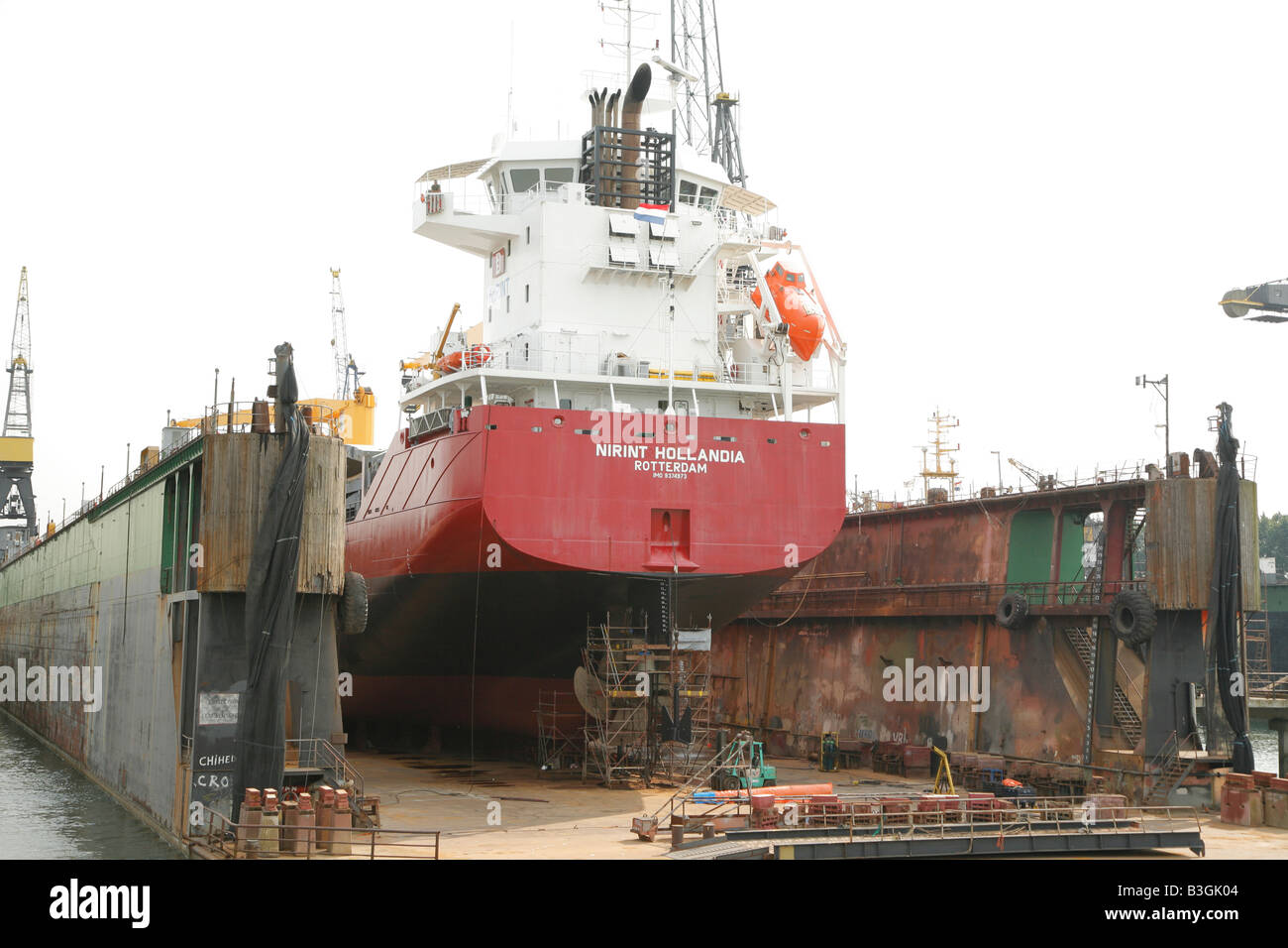 Ship in dry dock, Rotterdam port, Netherlands Stock Photo - Alamy